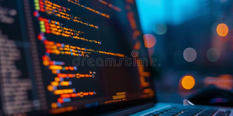 Programmer Focused on Coding on a Computer Screen, Surrounded by Code ...