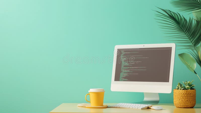Programmer Focused On Coding At A Computer Setup Stock Image Image Of 9655