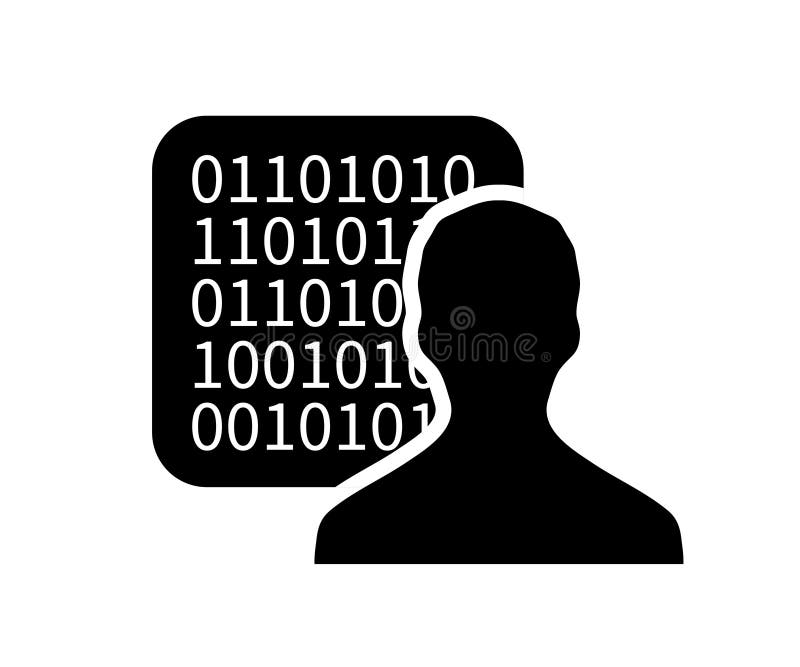 Hacker on Binary Code Background Stock Vector - Illustration of information, danger: 96942475