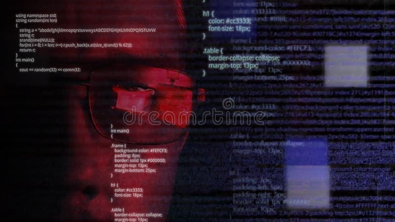 Programmer or Hacker in Glasses - Software Code Reflecting in Stock ...