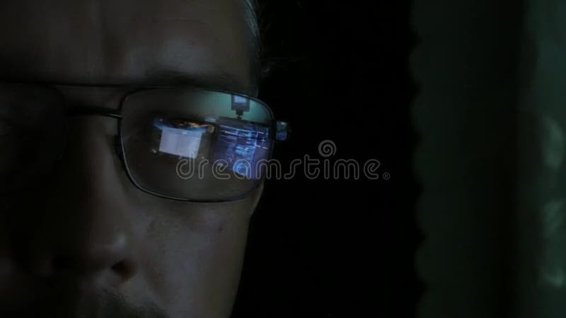 Programmer Or Hacker Software Code Reflecting In The Glass Stock