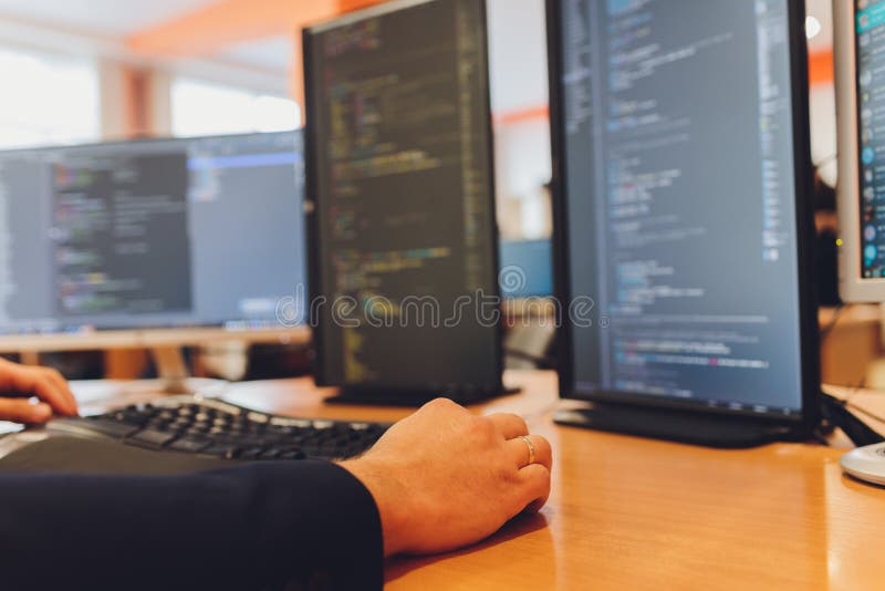 Programmer Hand Faster Typing on Keyboard. Programmer Coding Program ...