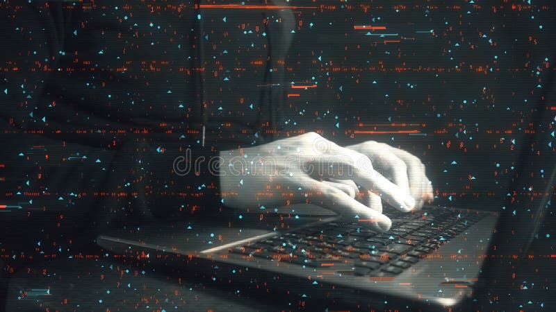 Troll Typing Keyboard with Fake News Hologram Screen Stock Video ...