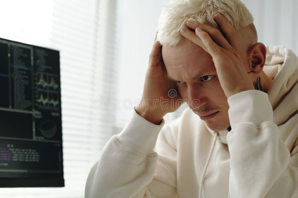 Programmer Having Problem with Computer System Stock Photo - Image of ...