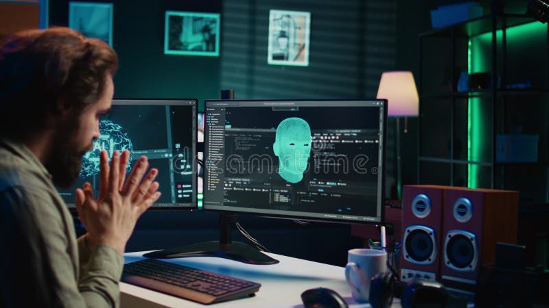 Programmer at Home Creating Conscious AI Superintelligence Stock ... Programmer at Home Creating Conscious AI Superintelligence Stock ...