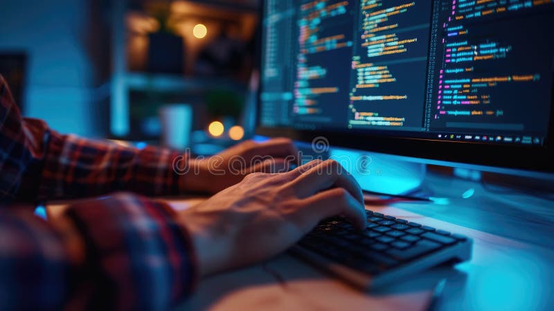 Programmer Immersed in Late Night Coding Session AIG41 Stock Photo ... Programmer Immersed in Late Night Coding Session AIG41 Stock Photo ...