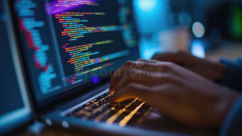 Programmer Immersed In Late Night Coding Session Aig41 Stock Image Image Of Programmer