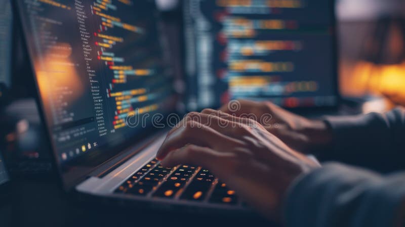 Programmer Immersed In Late Night Coding Session Aig41 Stock Image Image Of Development
