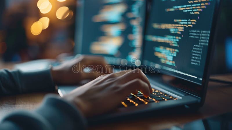 Programmer Immersed In Late Night Coding Session Aig41 Stock Image Image Of Java Keyboard