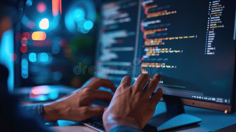 Programmer Immersed in Late Night Coding Session AIG41 Stock Photo - Image of session ...