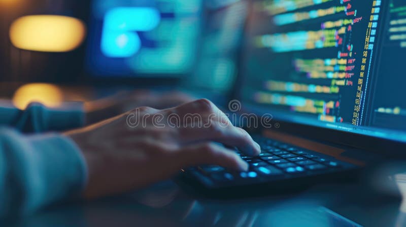 Programmer Immersed in Late Night Coding Session AIG41 Stock Photo - Image of coding, programmer ...