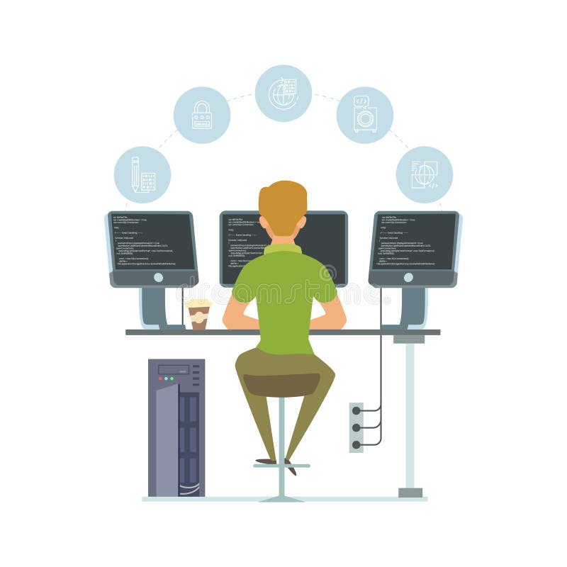Programmer, Information Technology Worker Vector Illustration ... Programmer, Information Technology Worker Vector Illustration ...