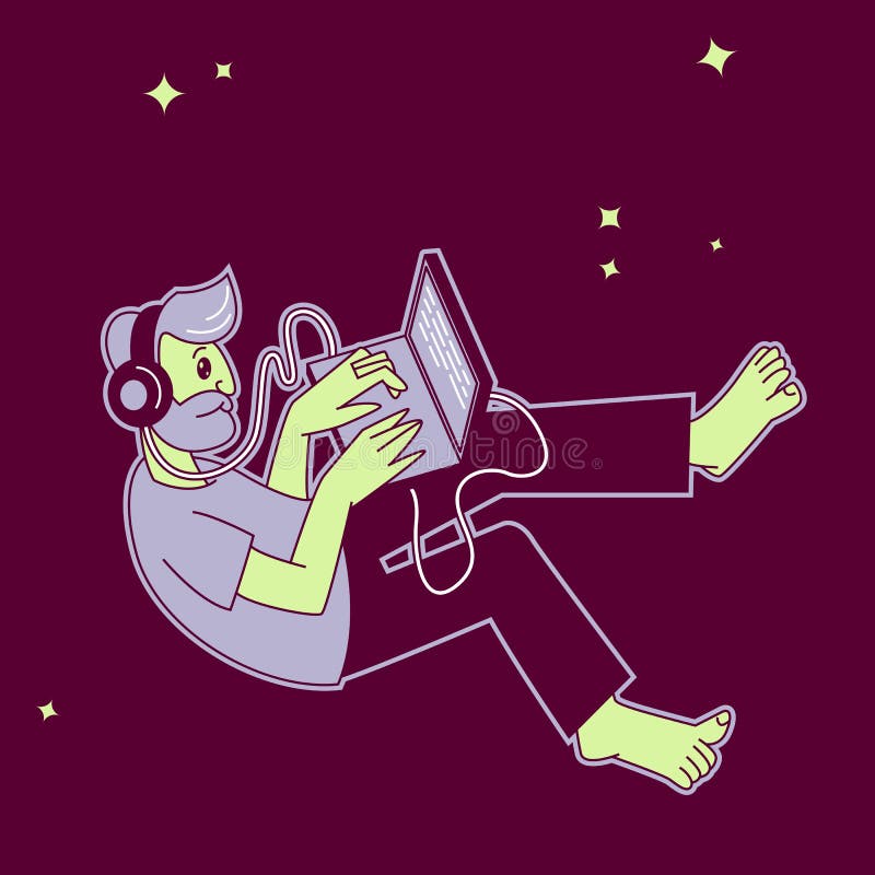 Programmer with a laptop stock vector. Illustration of busy - 249147688