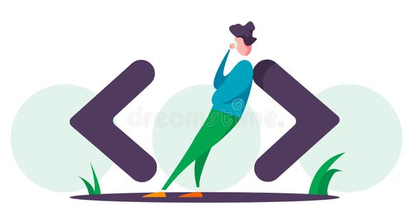 Programmer Man Vector. Classic Professional Programmer Man Coding ...