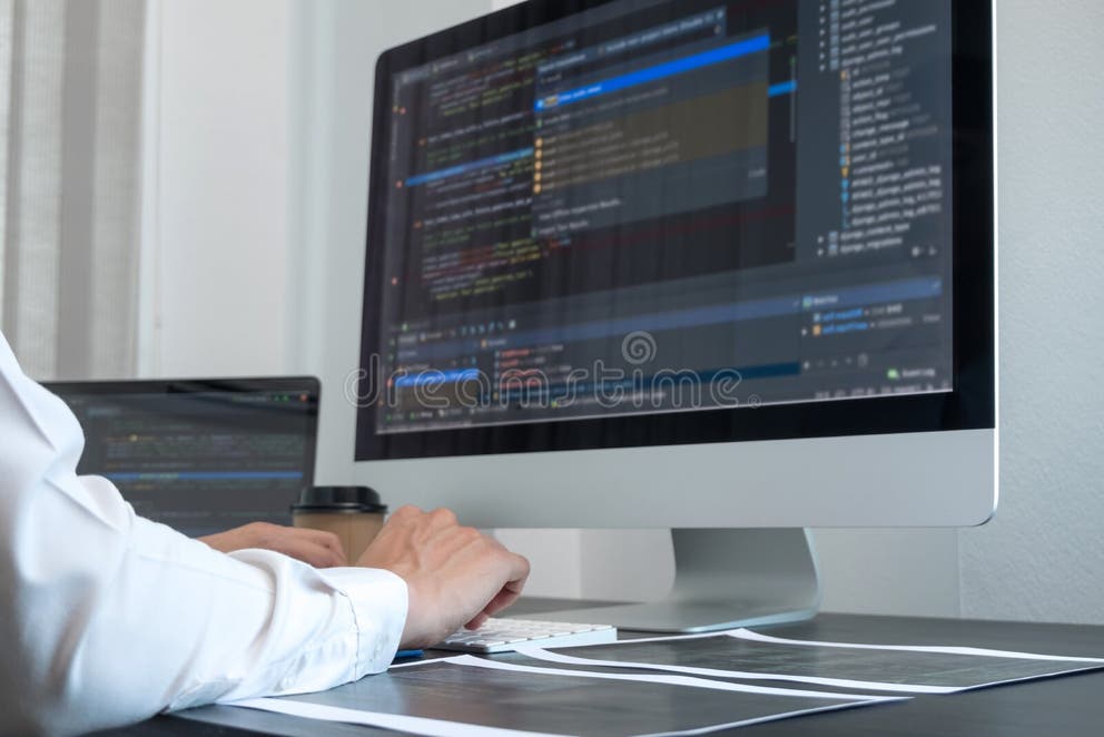 Programmer, Man Working with Computer Programming, Professional Development, and Coding ...