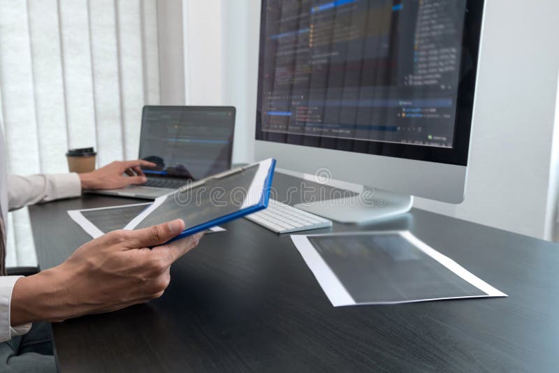 Programmer Man Working With Computer Programming Professional Development And Coding