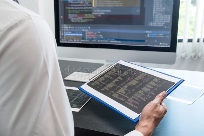 Programmer Man Working With Computer Programming Professional