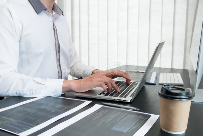 Programmer Man Working With Computer Programming Professional Development And Coding