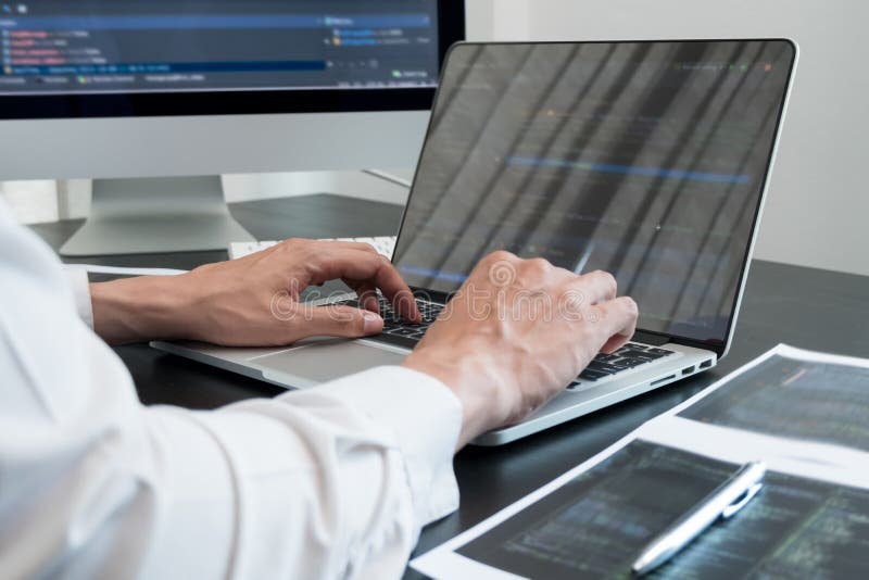 Programmer Man Working With Computer Programming Professional Development And Coding