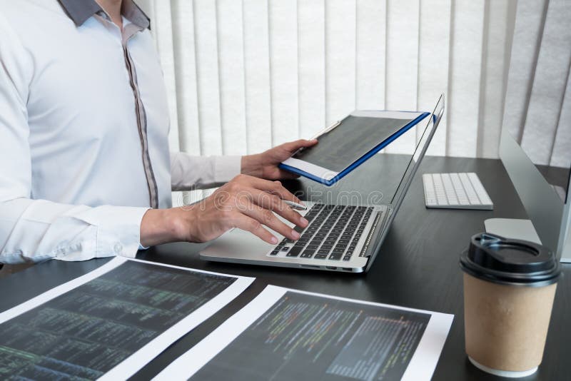 Programmer Man Working With Computer Programming Professional Development And Coding