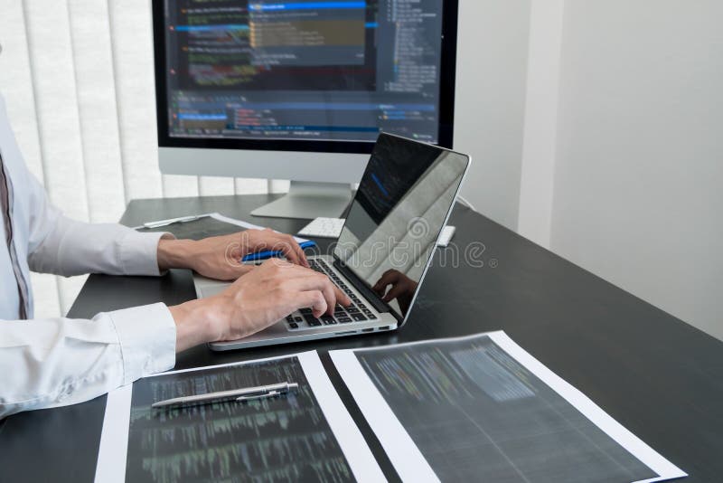Programmer Man Working With Computer Programming Professional