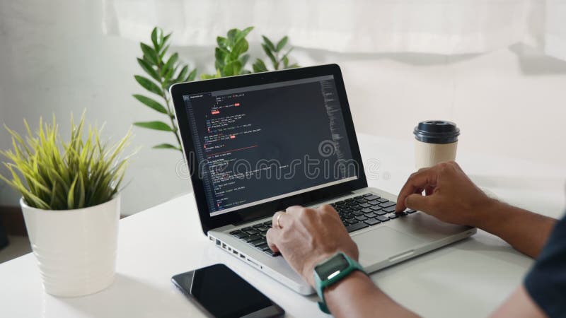 Programmer Man Writing Program Code Sitting At Workplace In Office Stock Footage Video Of