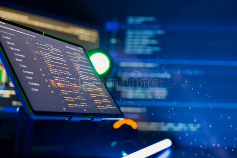 Programmer Manually Working With Program Code On A Computer At Night In 7366