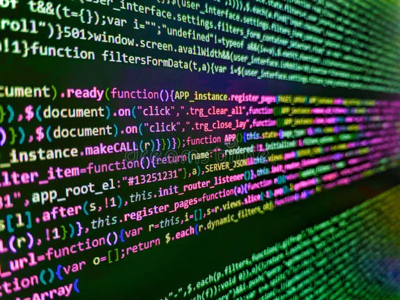 Programmer Occupation. Real Html Code Developing Screen. Developer Working on Source Codes on ...