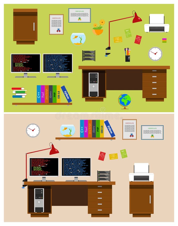 Programmer Office Space stock vector. Illustration of marketing - 59089121