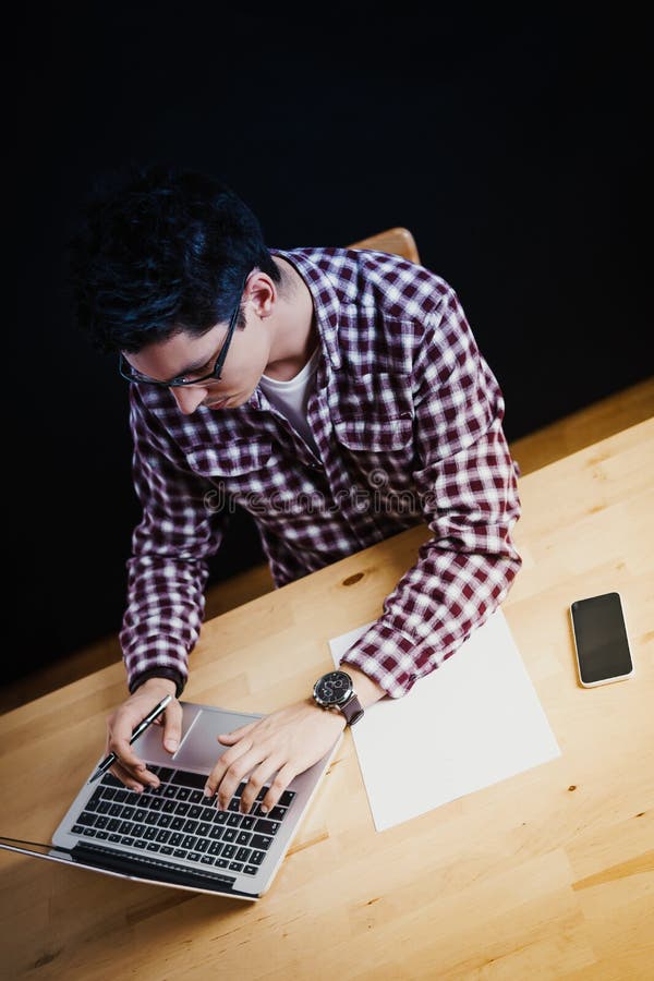 Programmer in the Office Working on the Computer Stock Image - Image of ...
