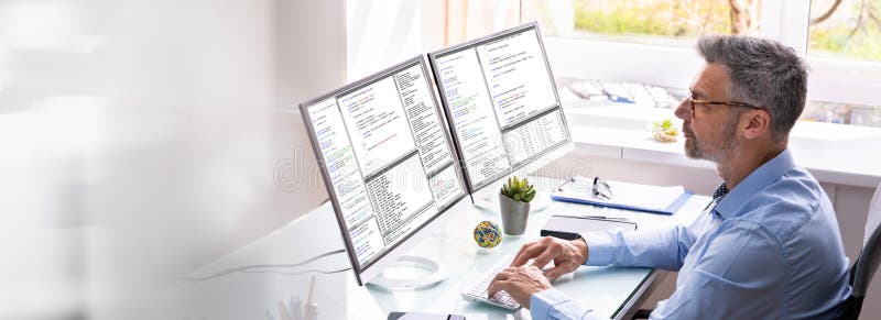 Programmer in Office Working Stock Image - Image of program ...
