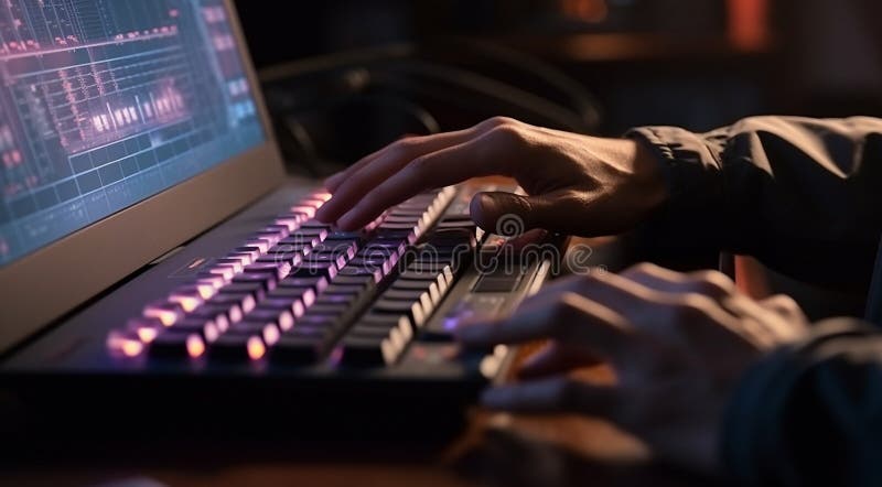 Programmer Is Programming On The Computer Keyboard Person Typing On A