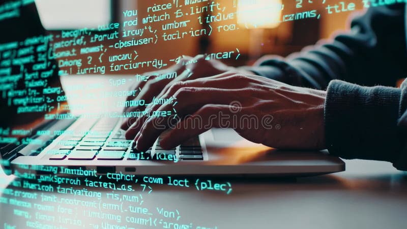 Programmer Writing Code on Laptop in Montage Stock Footage - Video of digital, task: 375549444