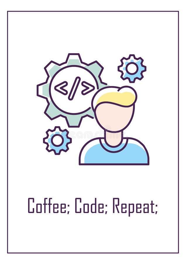 Programmer Routine Greeting Card with Color Icon Element Stock Vector ...