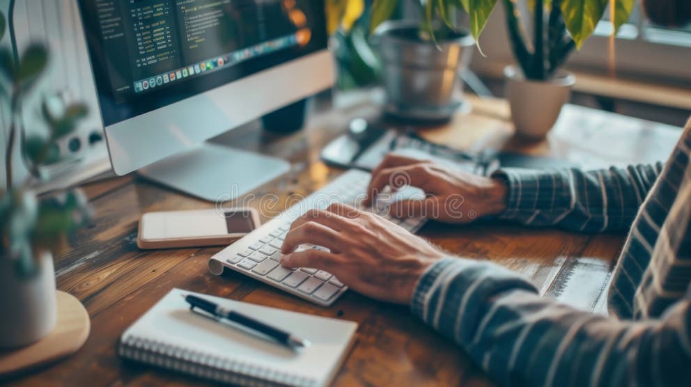 The Programmer S Busy Workspace. AI Generated Stock Image - Image of ...