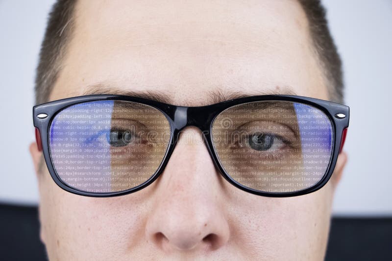 The Programmer`s Glasses Reflect Lines of Code. Programming ...