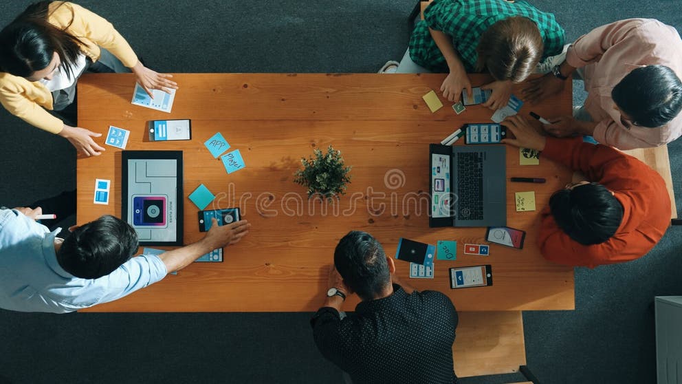 Programmer Sharing Ux Ui Design Idea with Developer at Meeting. Convocation. Stock Image - Image ...
