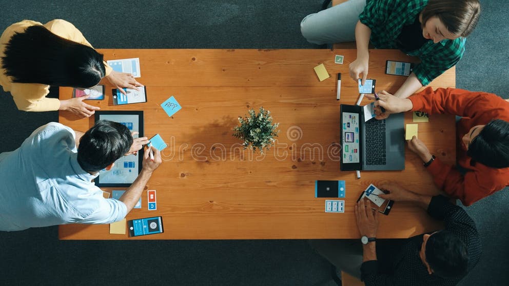 Programmer Sharing Ux Ui Design Idea with Developer at Meeting. Convocation. Stock Photo - Image ...