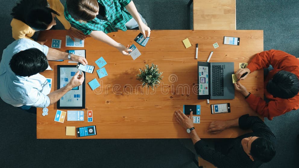 Programmer Sharing Ux Ui Design Idea with Developer at Meeting. Convocation. Stock Photo - Image ...