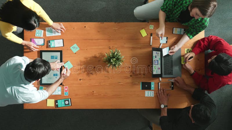 Programmer Sharing Ux Ui Design Idea With Developer At Meeting Convocation Stock Video Video