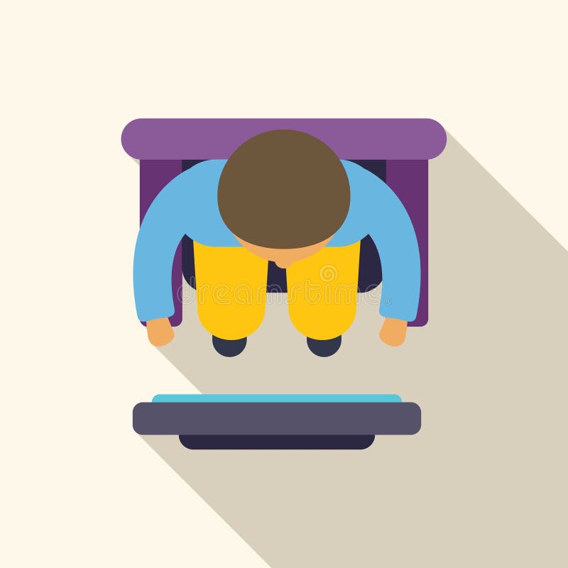 Programmer Working Using Computer Sitting on Chair Top View Stock ...