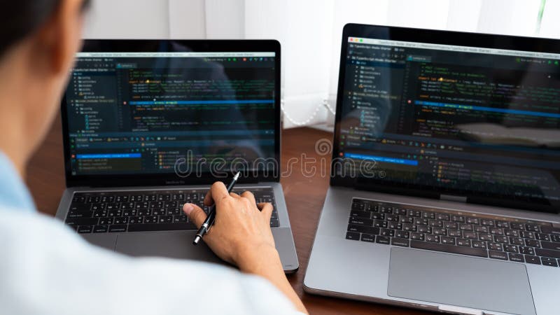 Industrial Programmer Checking Machine Stock Image - Image of ...