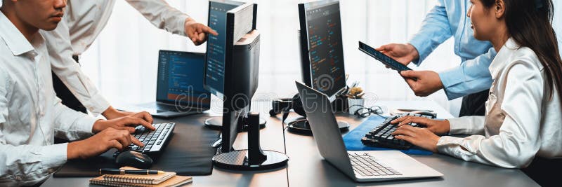 Programmer and Software Engineer Working in Tech Develop Company. Trailblazing Stock Photo ...