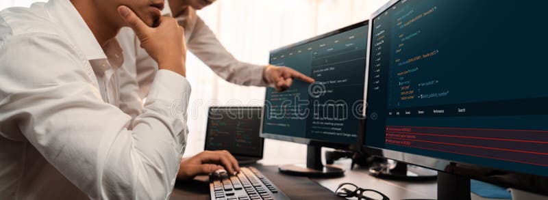 Programmer and Software Engineer Working in Tech Develop Company. Trailblazing Stock Image ...