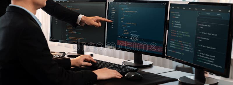 Programmer and Software Engineer Working in Tech Develop Company. Trailblazing Stock Photo ...