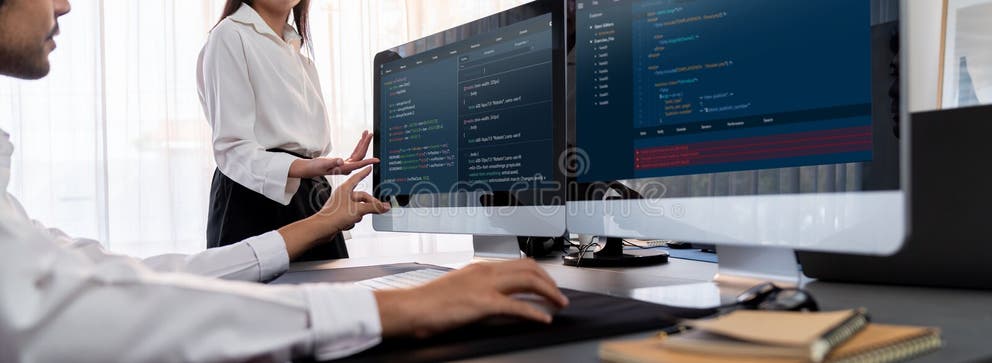 Programmer and Software Engineer Working in Tech Develop Company. Trailblazing Stock Photo ...