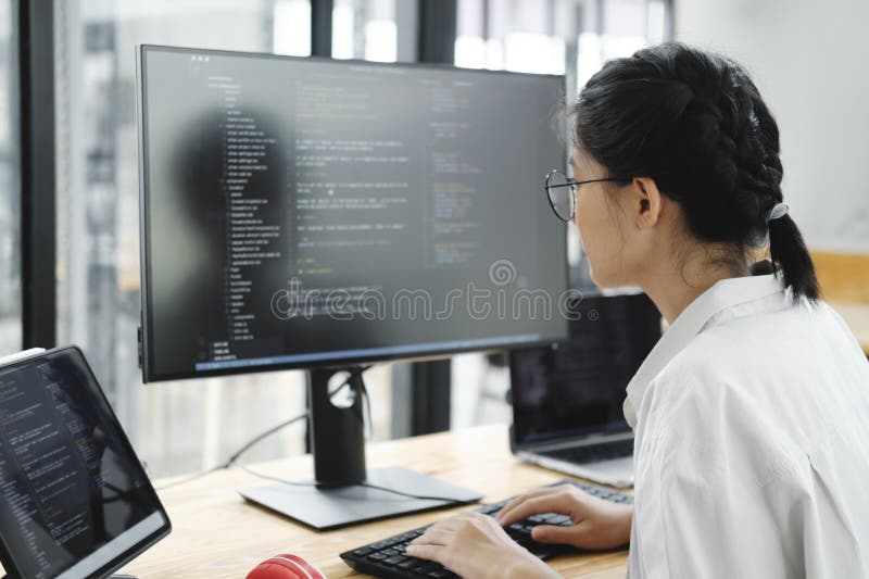 It Programmer Starts Working on Desktop Computer. Stock Photo - Image of application, developer ...