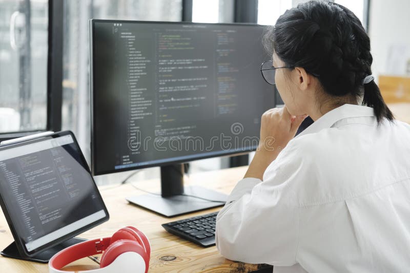 It Programmer Starts Working on Desktop Computer. Stock Image - Image ... It Programmer Starts Working on Desktop Computer. Stock Image - Image ...