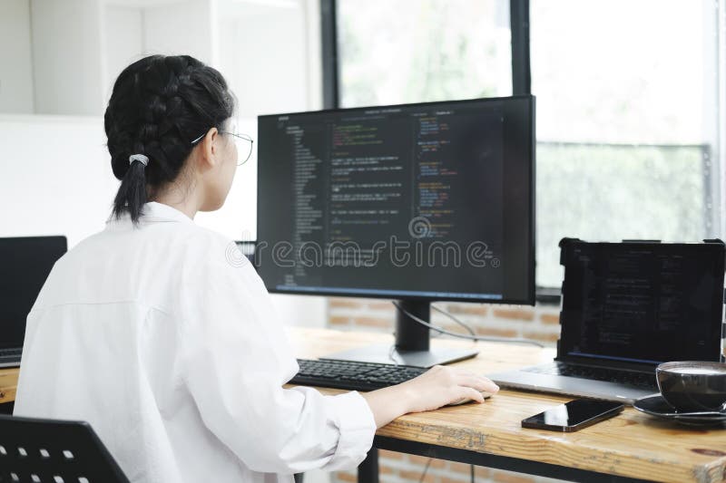 It Programmer Starts Working on Desktop Computer. Stock Photo - Image of security, corporate ...