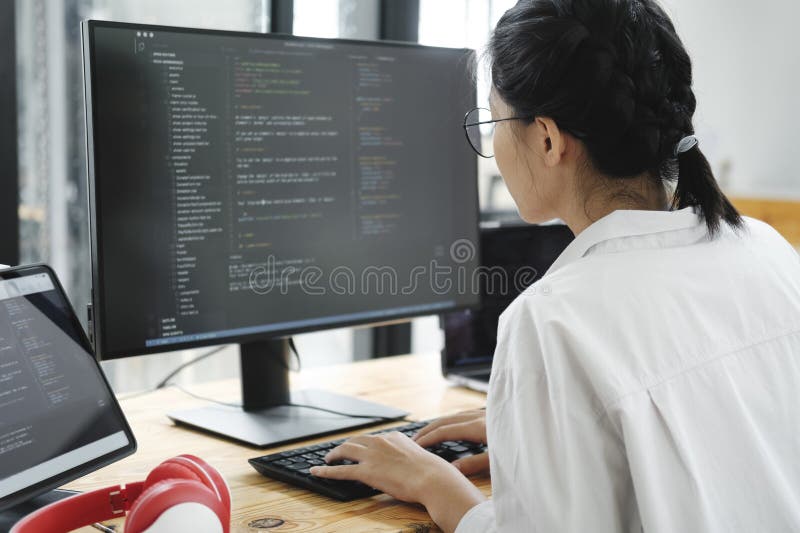 It Programmer Starts Working on Desktop Computer. Stock Image - Image of engineer, software ...